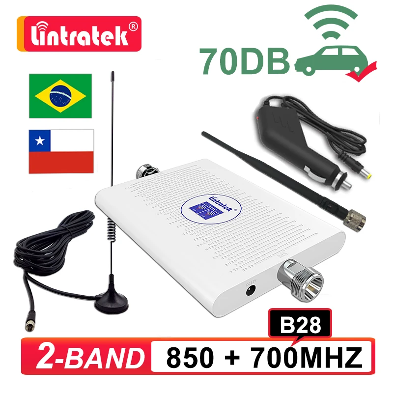 Repetidor de señal de uso en coche de Brasil B28 4G 700 850 MHz B5 2G 3G CDMA, amplificador de ...