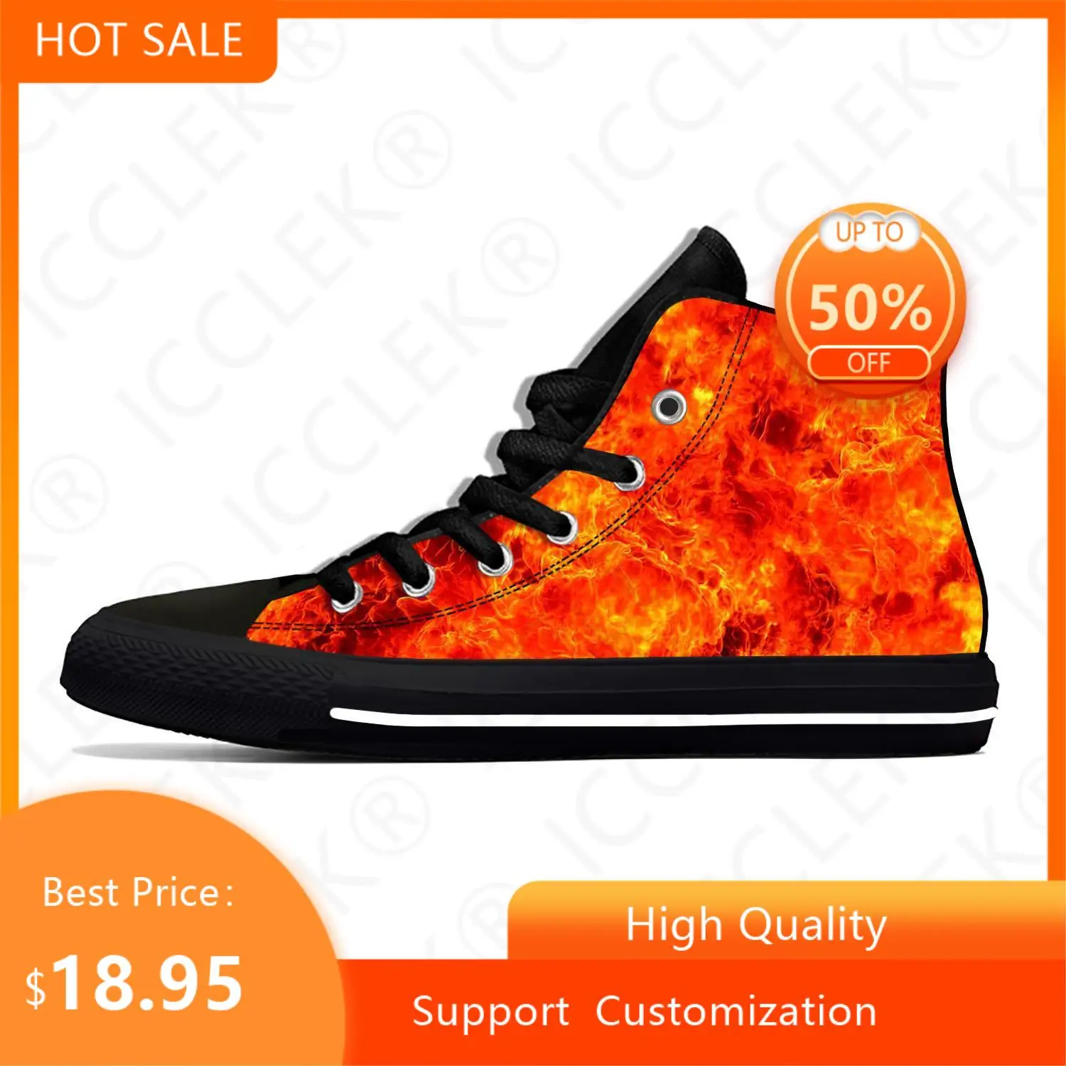 Hot-Summer-Anime-Cartoon-Flame-Flaming-Fire-Fashion-Casual-Shoes-High ...