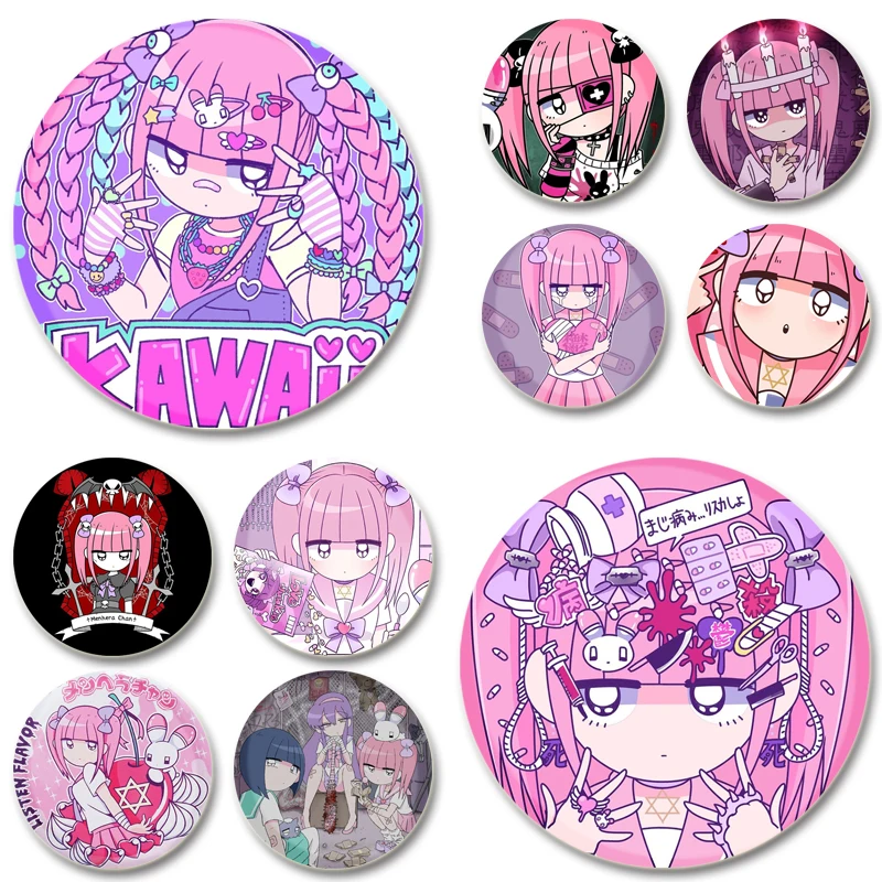Menhera-Chan-Comic-Characters-Badge-Pink-Cartoon-Figure-Brooches ...