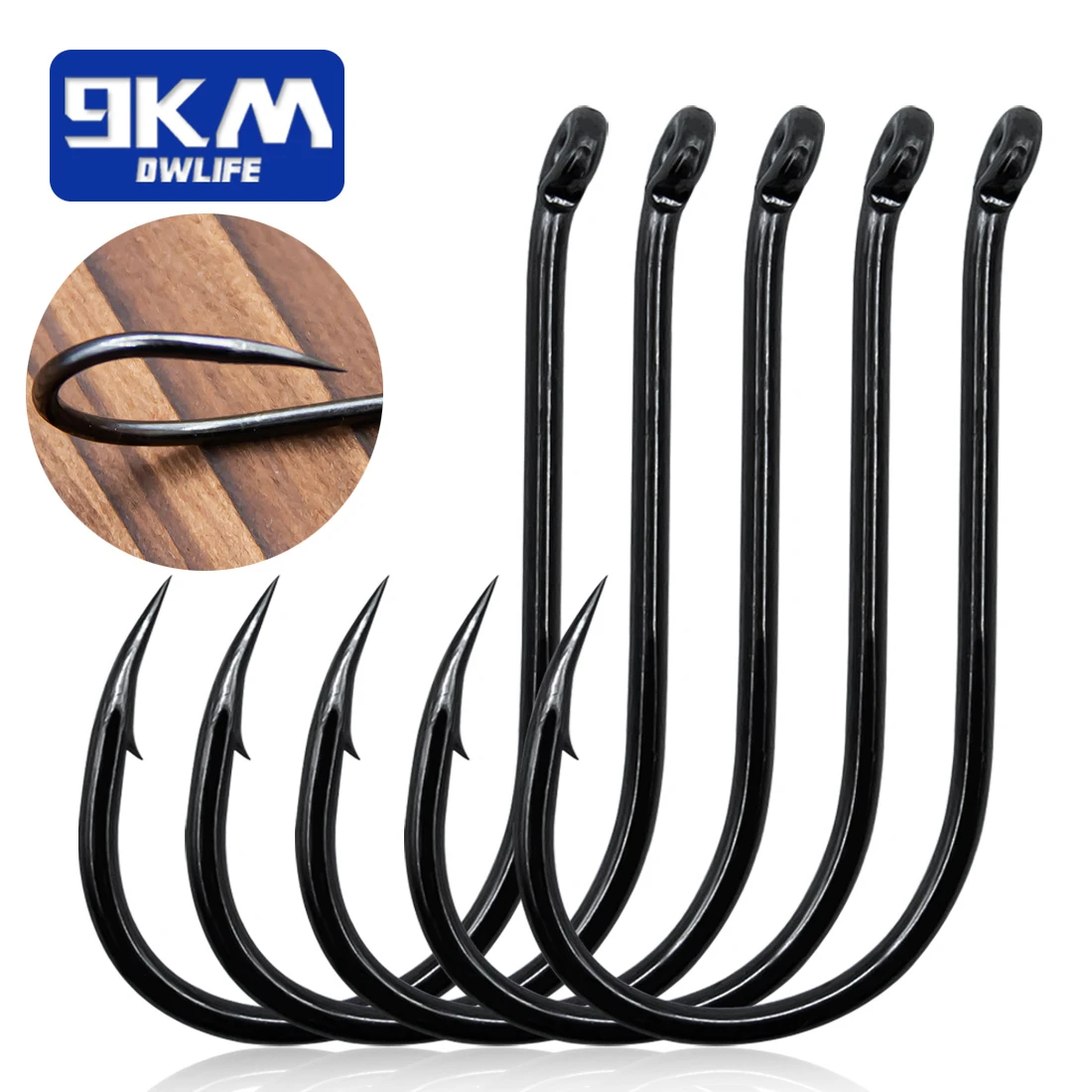 9km Fishing Hooks 50~100pcs Octopus Beak Hook Carp Fishing Jigging Hook Barbed Black High Carbon ...