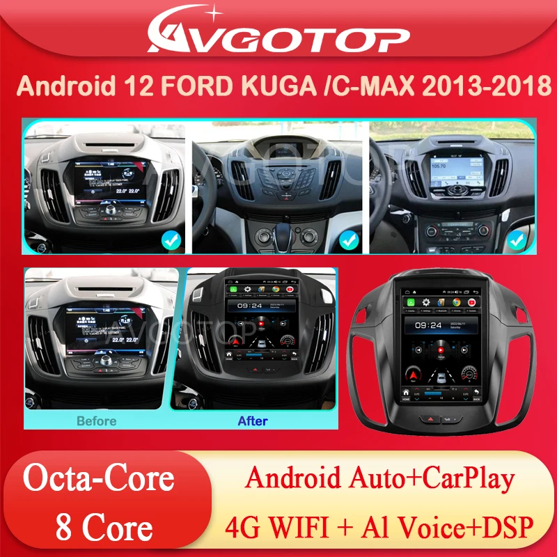 Avgotop Android 11 Tesla Carplay Auto Multimedia For Ford- Kuga 2013 ...