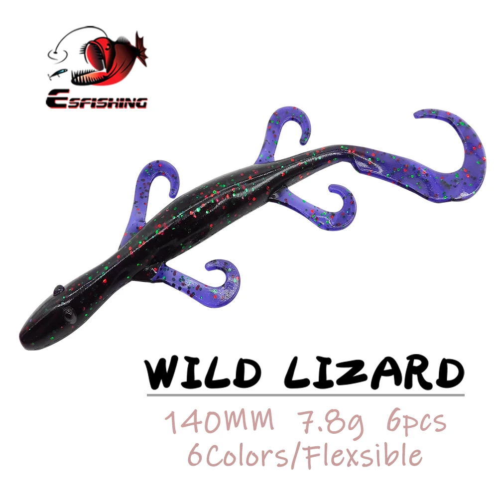 Esfishing Soft Plastic Lures Wild Lizard 140mm 6pcs Isca Artifical ...