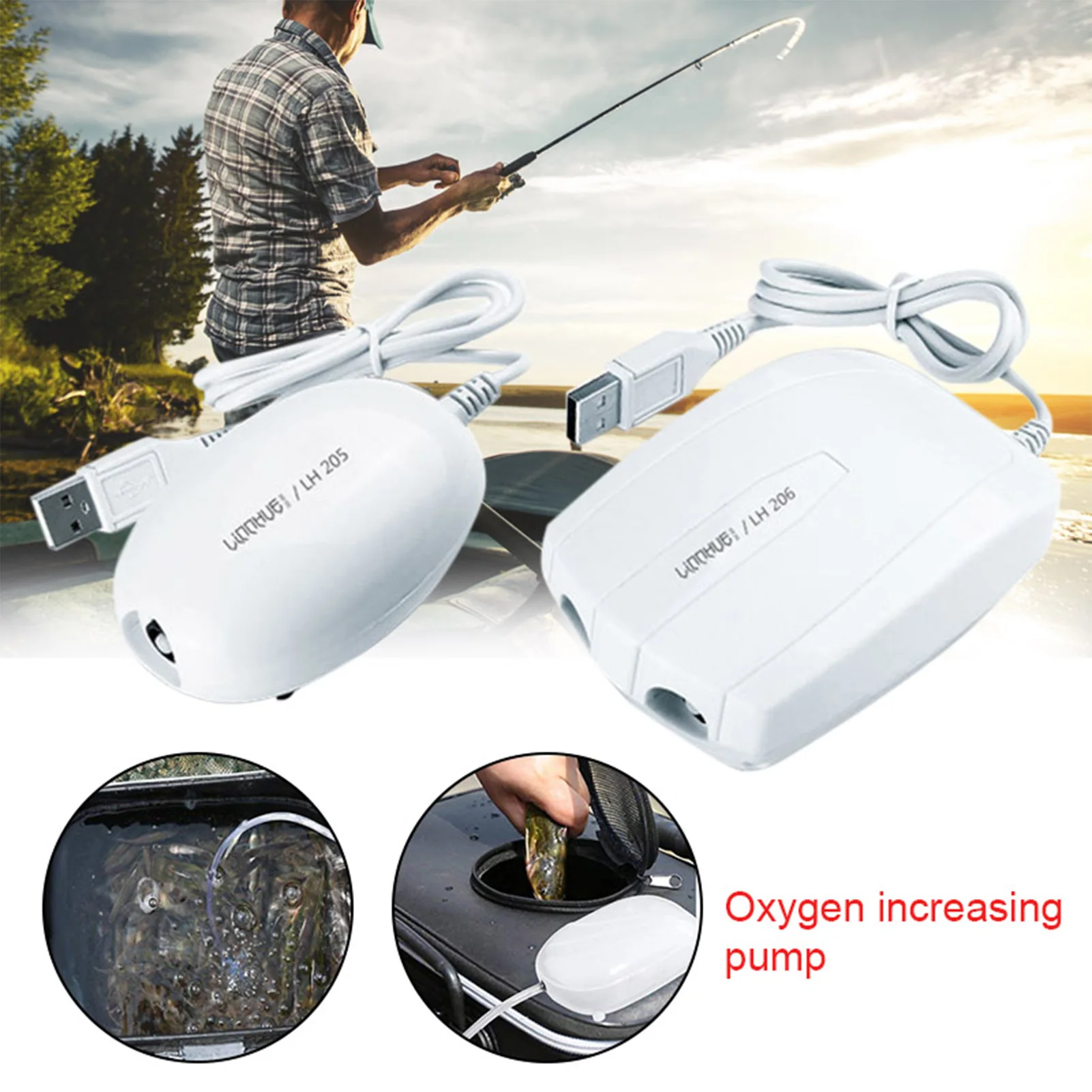 Portable Aquarium Air Pump Silent USB Powered Oxygen Air Bubbles Pump ...