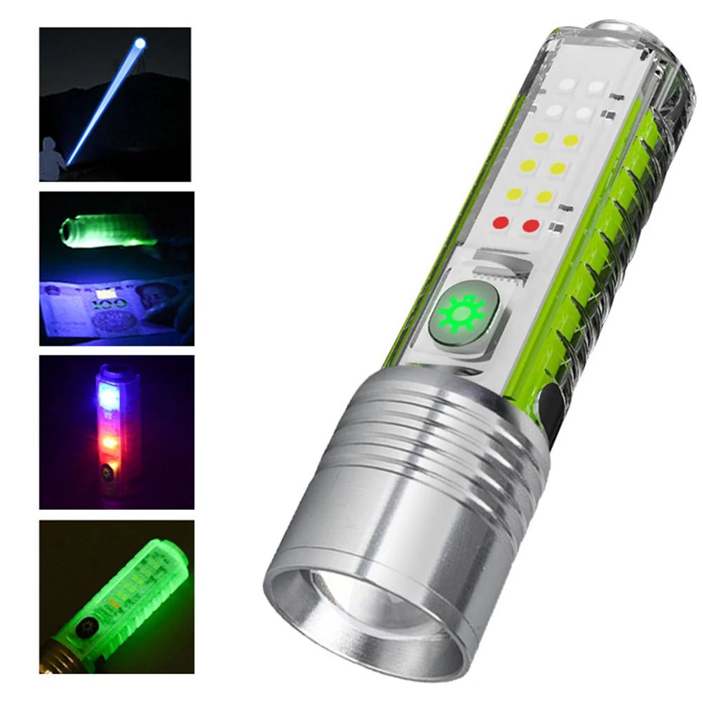 Linterna LED superbrillante con luz blanca/roja/azul/púrpura e imanes ...