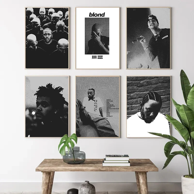 Vintage-Black-and-White-Rap-Singer-Canvas-Poster-Pop-Music-Star-HD ...