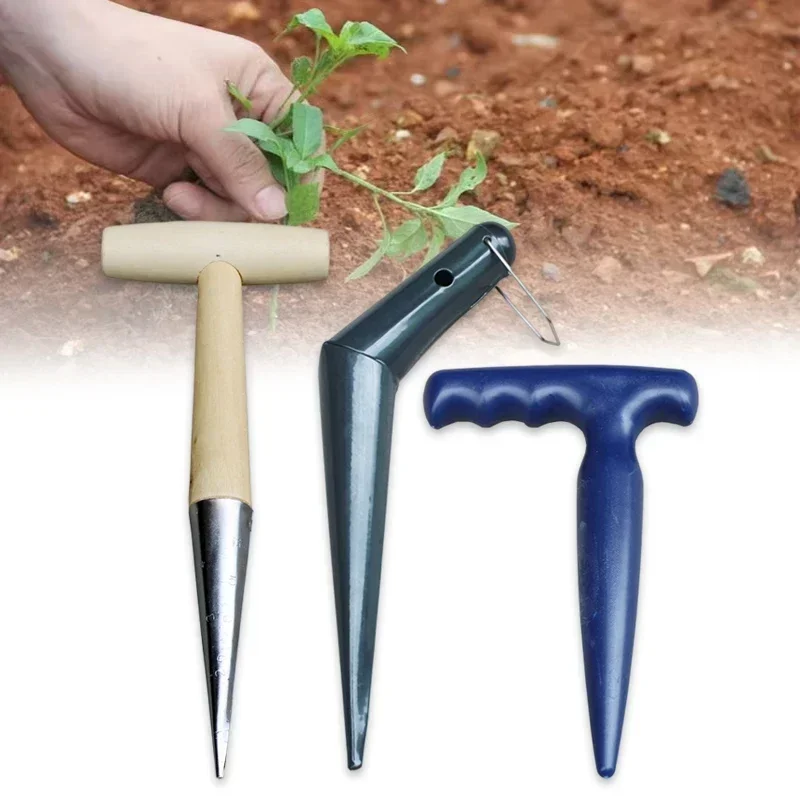 1Pcs-Seeder-Hole-Puncher-Stainless-Steel-Wood-Handle-Seedling-Remover ...