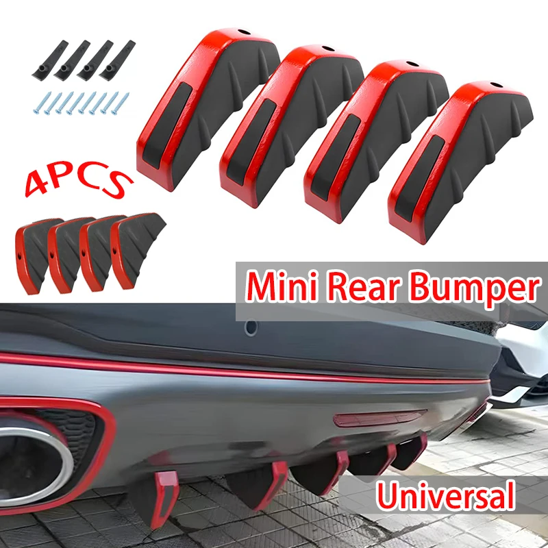4pcs-Universal-Carbon-Fiber-Car-Modified-Rear-Bumper-Diffuser-Spoiler ...