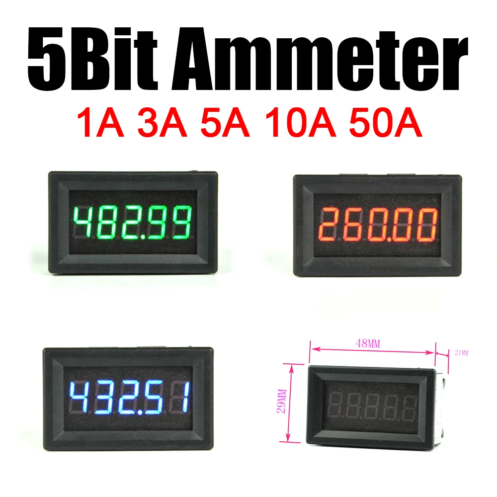 5Bit-Digital-Ammeter-High-Precision-DC-1A-3A-5A-10A-50A-LED-Ampere ...