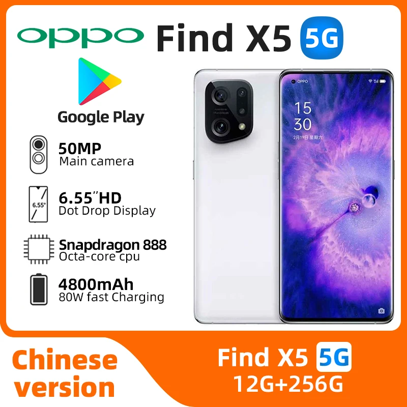 Oppo-Find-X5-Mobile-Phone-Telefone-usado-Snapdragon-888-Android-12-0 ...