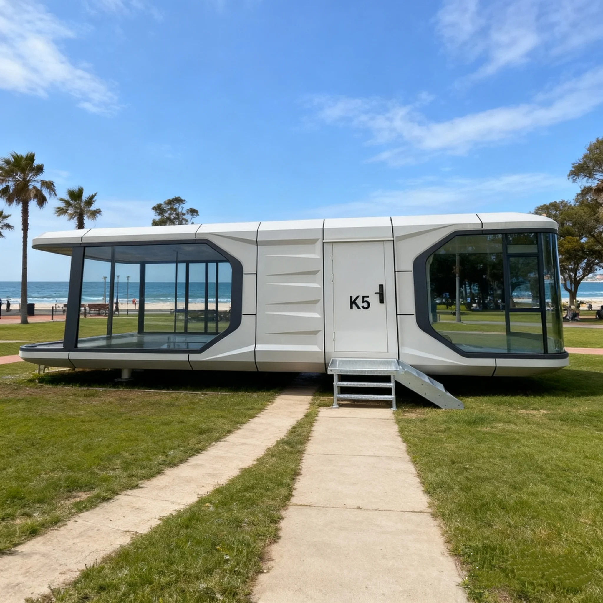 Integrated Mobile Capsule House with Balcony Rustic Design Steel ...