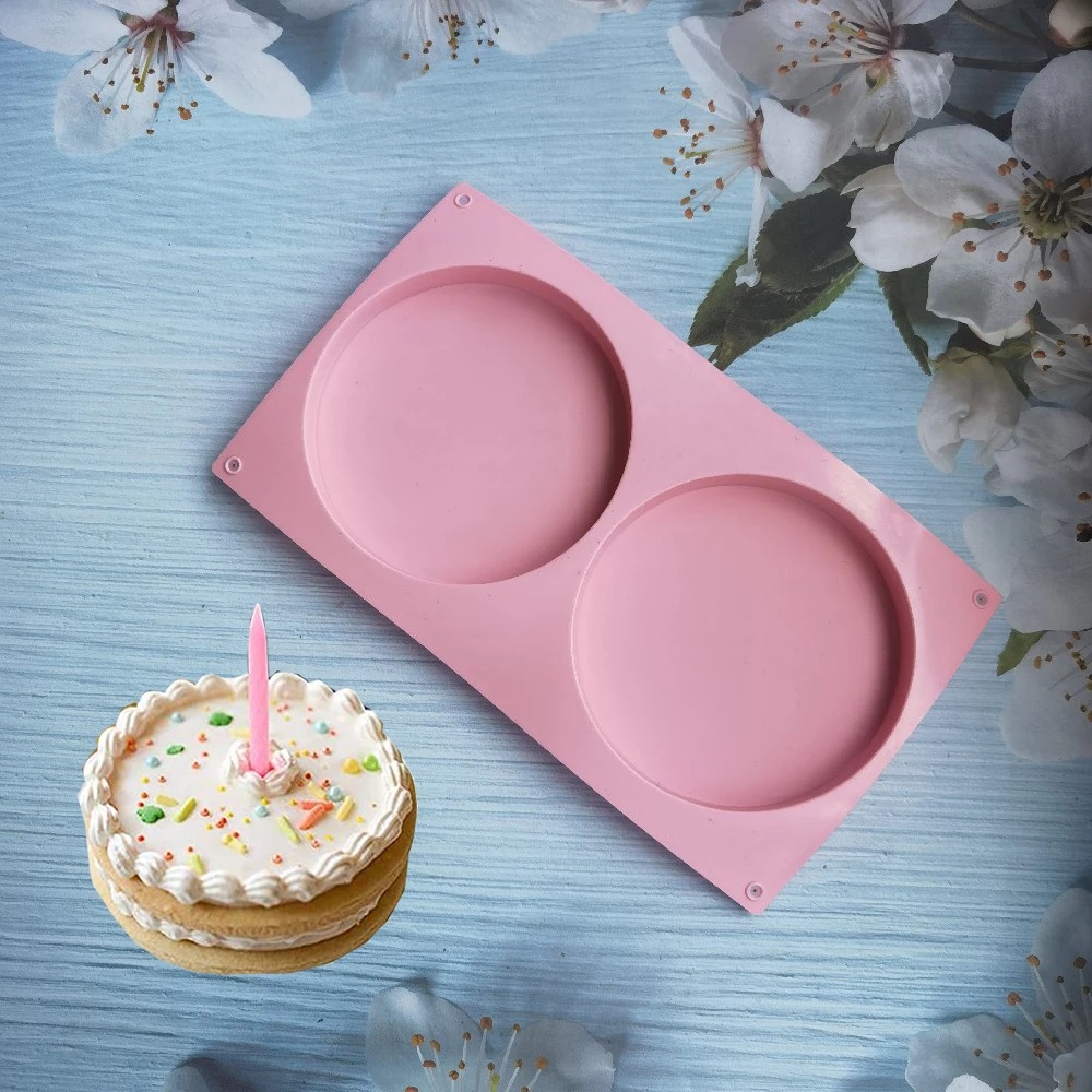 2-Holes-Round-Disc-Cake-Silicone-Mold-Decorating-Tools-Flat-Cylinder ...