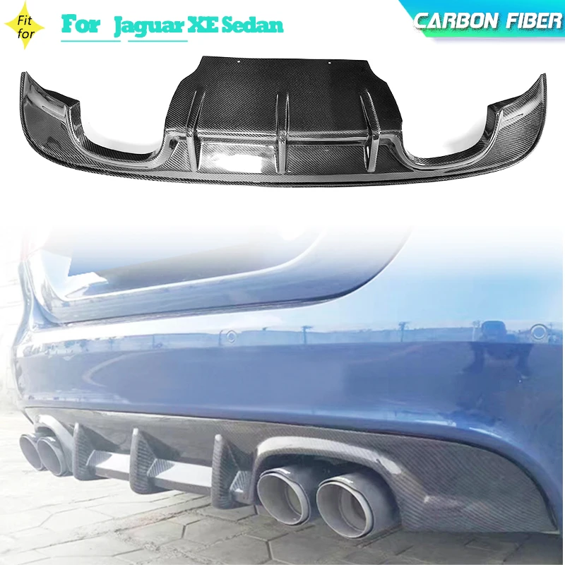 Carbon-Fiber-Car-Rear-Bumper-Diffuser-Lip-Spoiler-For-Jaguar-XE-Sedan-4 ...