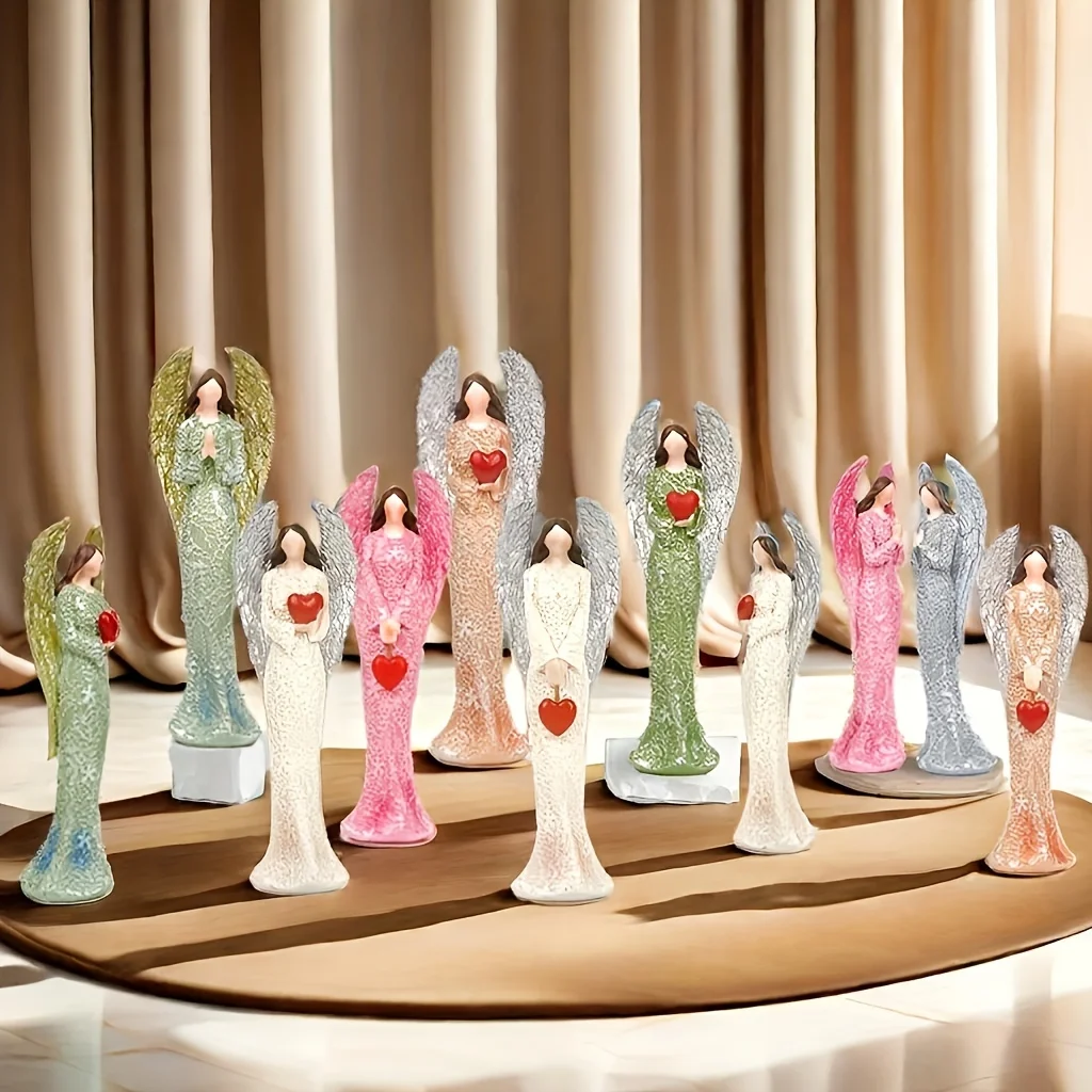 Angels-Holding-Heart-Shaped-Hand-Painted-Figure-Sculptures-Handicraft ...