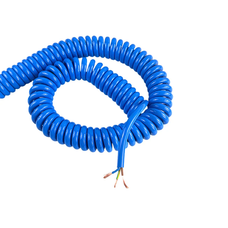 2Cores 3Core 15AWG Blue Spring Spiral Cable Telescopic Wire Stretch 1/2 ...