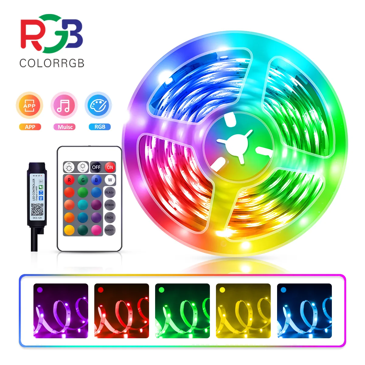 LED-Strip-Lights-RGB-5V-1M-30M-16-million-colors-RGB-Led-Strip-Lighting ...