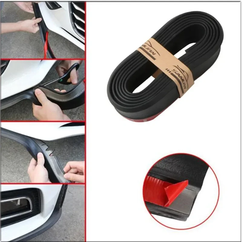 2.5M Car Front Bumper Lip Rubber Car Bumper Protectors Body Spoiler ...