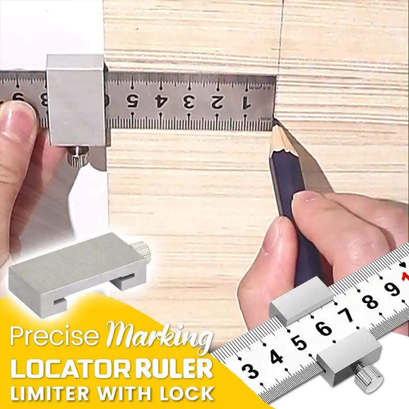 Steel-Ruler-Woodworking-Angle-Scriber-Brass-Locator-Positioning-Block ...