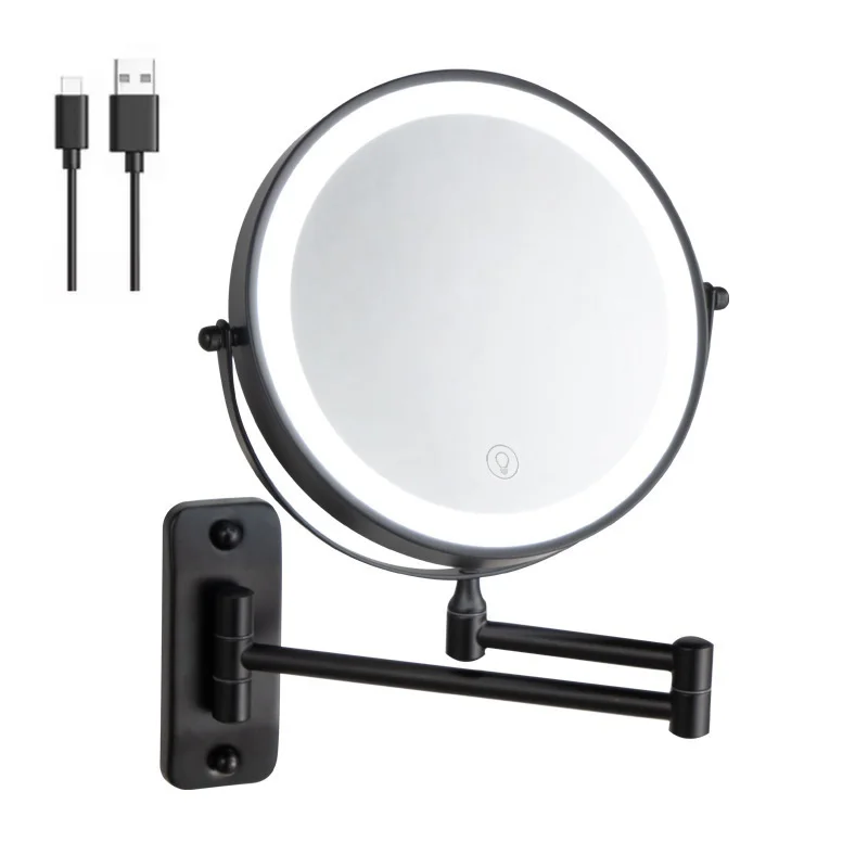 8-Inch-360-Rotating-10X-Magnification-Wall-Mounted-LED-Makeup-Mirror ...