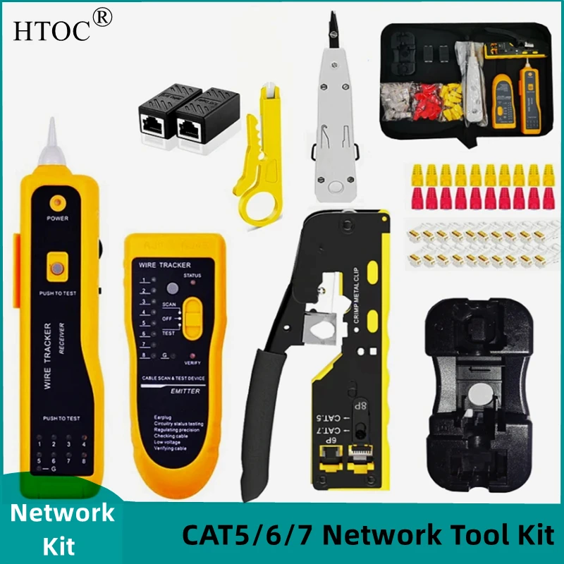 HTOC-Network-Tool-Kit-Ethernet-Wire-Tracker-CAT7-Crimper-Tool-Keystone ...