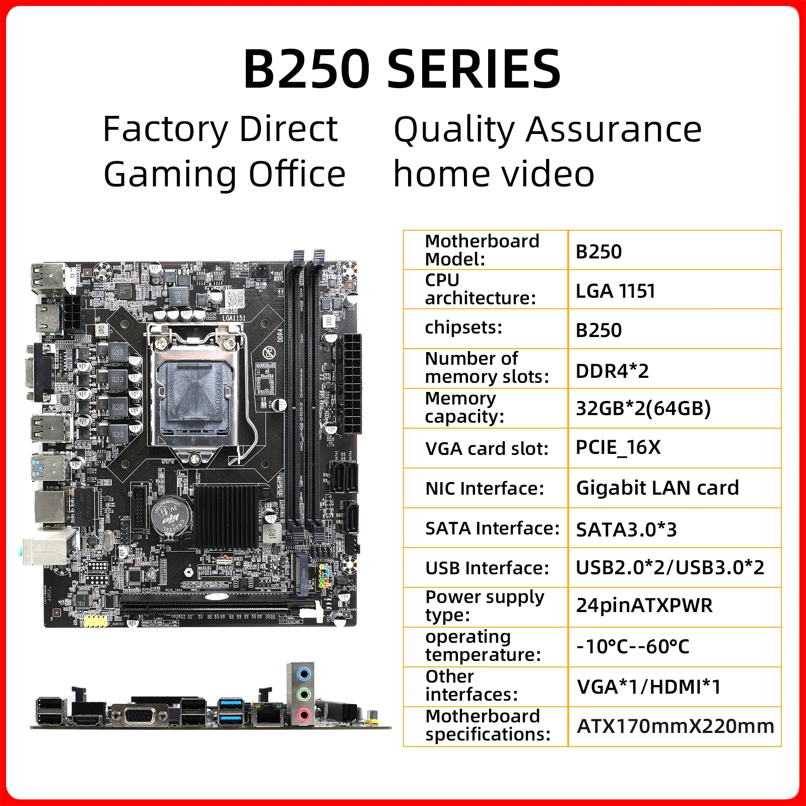 Motherboard-B250-mainboardB250-Support-2X-DDR4-RAM-Socket-1151-6-7-8 ...