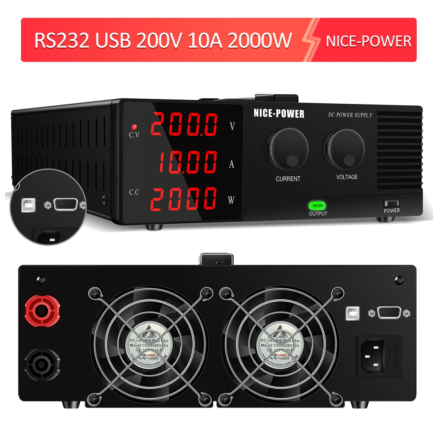 NICE POWER 조정 가능한 DC 전원 공급 장치 RS 232 USB, 전압 조정기, 15V, 30V, 60V, 100V, 150V, 200V, 300V, 5A, 10A ...