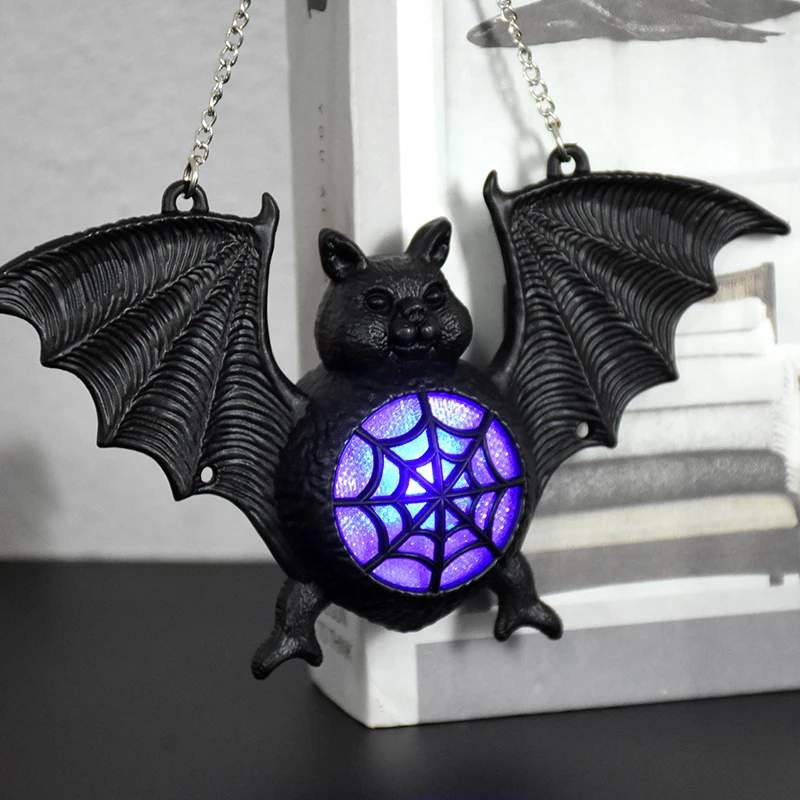 Halloween Luminous Bat Lantern Light Outdoor Hanging Bat Night Lamp ...