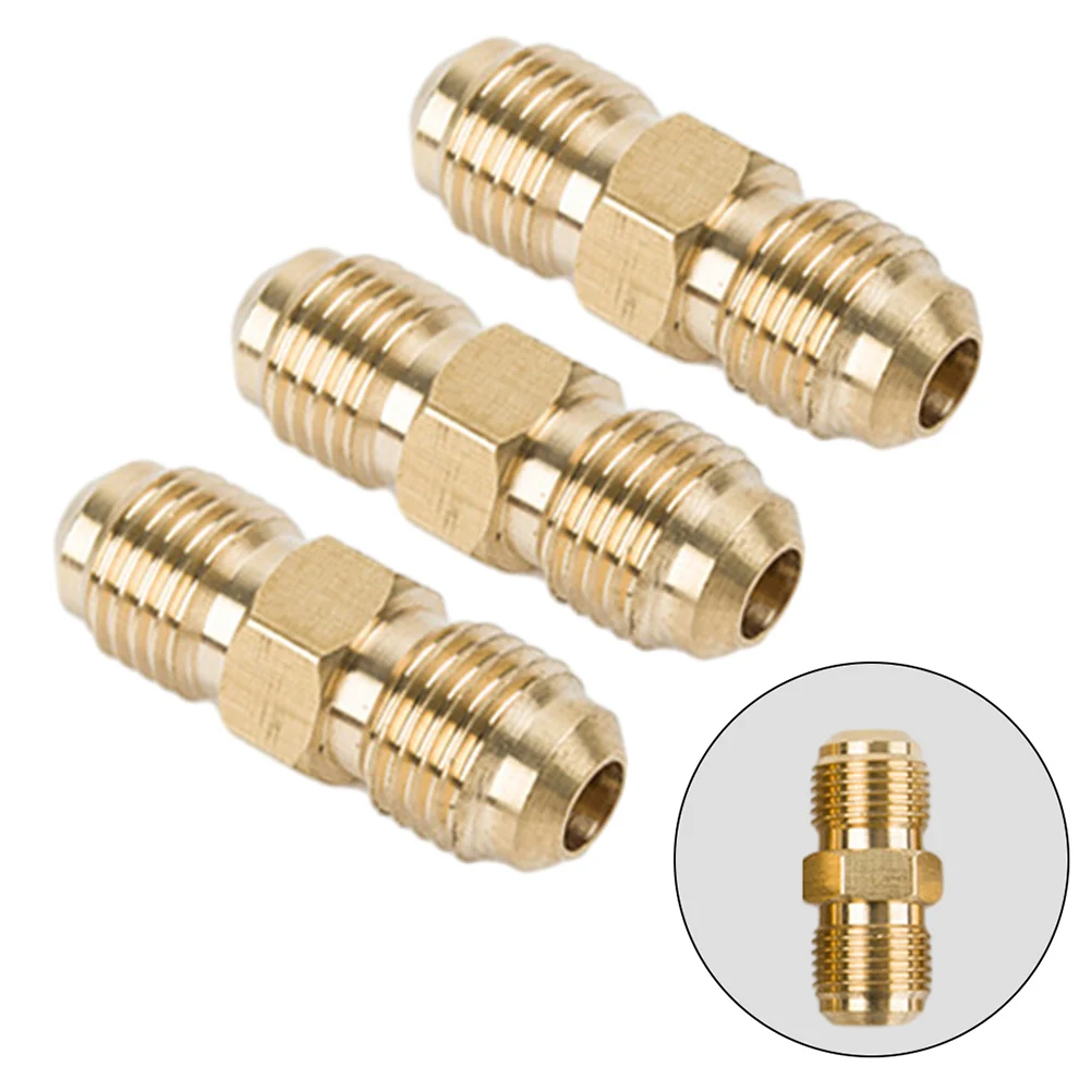 3pc Gas Hose Connector 1/4" Left Double Nipple Coupling Propane Gas 14 ...
