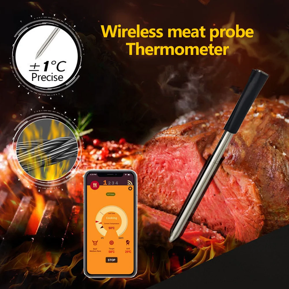 Wireless-Meat-Food-Thermometer-Water-proof-Bluetooth-compatible-for ...