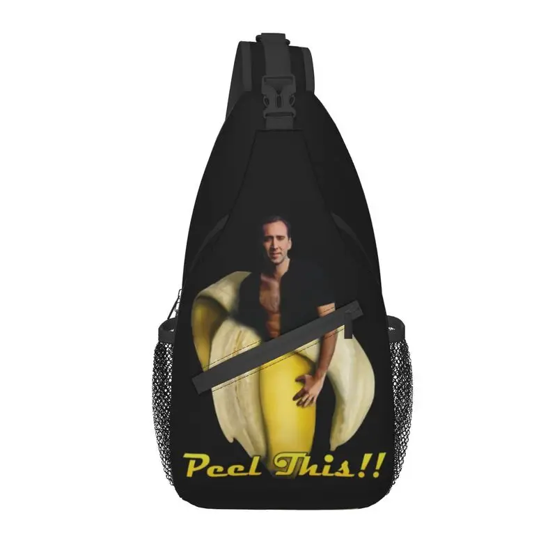 Banana Nicolas Cage Sling Chest Bag Customized Funny Meme Crossbody ...