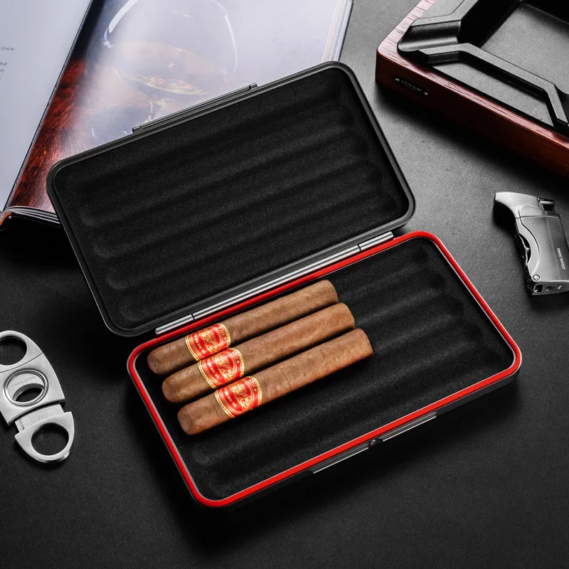 Cigar-cigarette-box-lightweight-aluminum-alloy-sponge-lining-portable ...