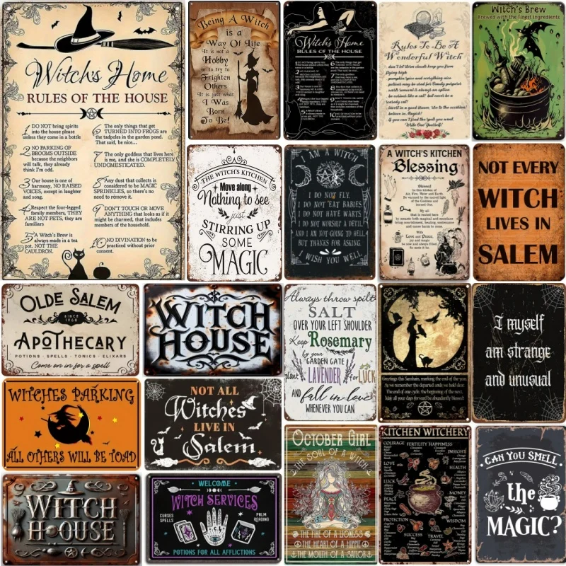 The-House-Witch-Rules-Halloween-Halloween-Decoration-Metal-Tin-Sign ...