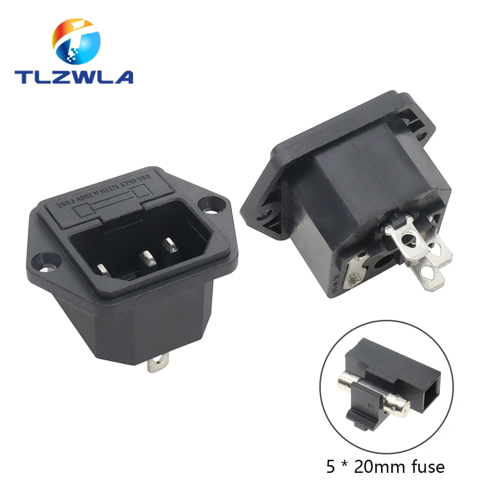 1PCS New Panel Mounted 3 Pin IEC 60320 C14 Inlet Male Power Plug 10A AC ...