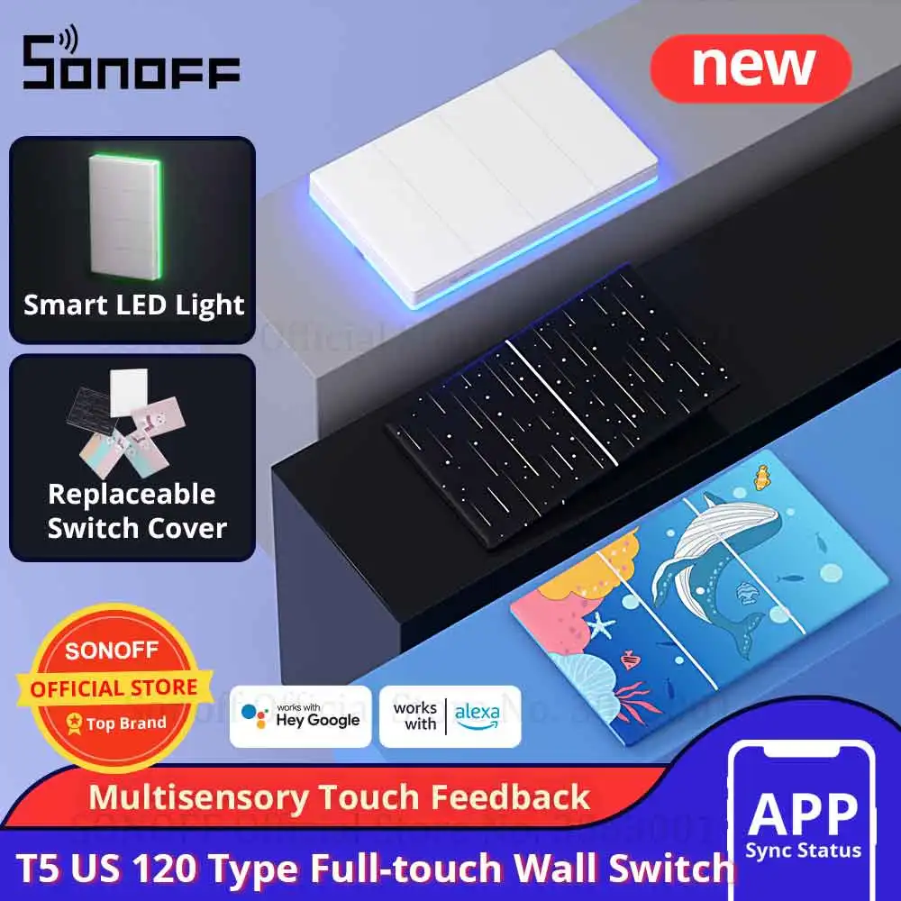 SONOFF-T5-US-120-WiFi-Touch-Wall-Switch-Casa-inteligente-Tampa-do ...