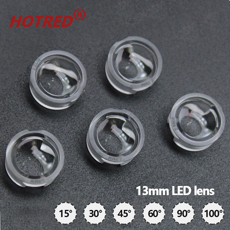 LED 렌즈 13mm 1W 3W 5W 고출력 칩 리플렉터, IR 플랜트 라이트 프리 홀더 15 30 45 60 90 100 도 ...