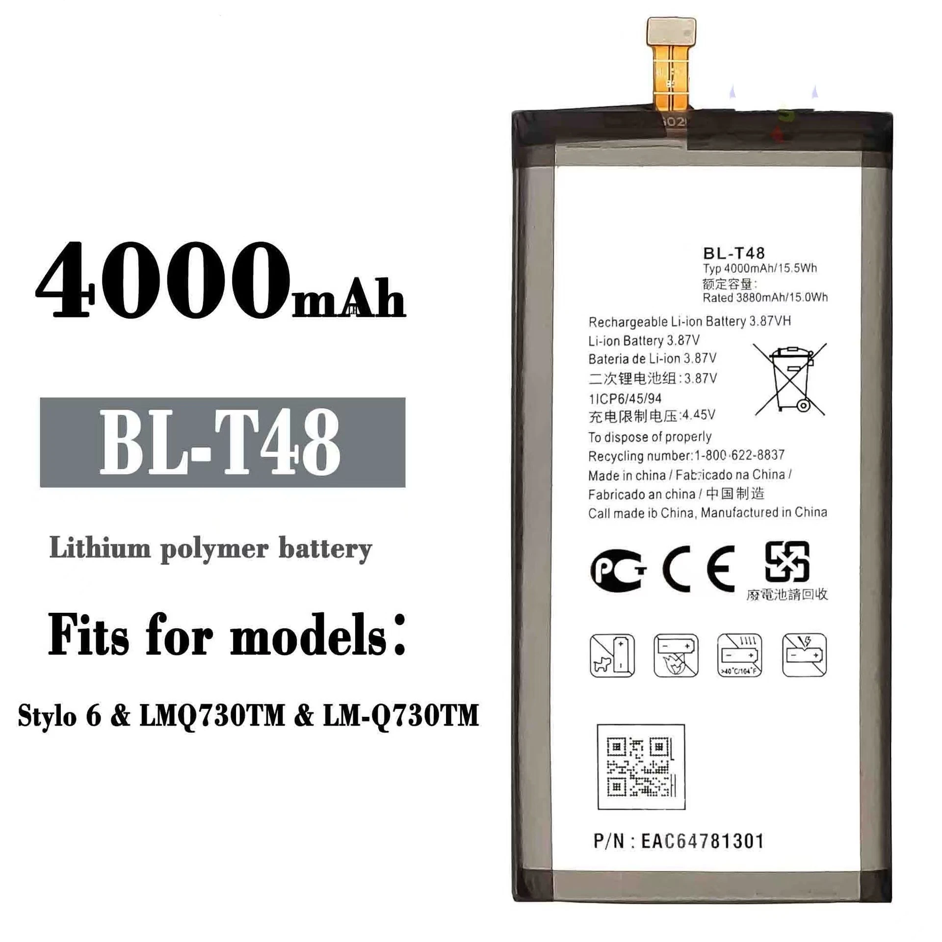 For-LG-Stylo-6-BL-T48-high-capacity-4000mah-battery-cell-phone-battery ...