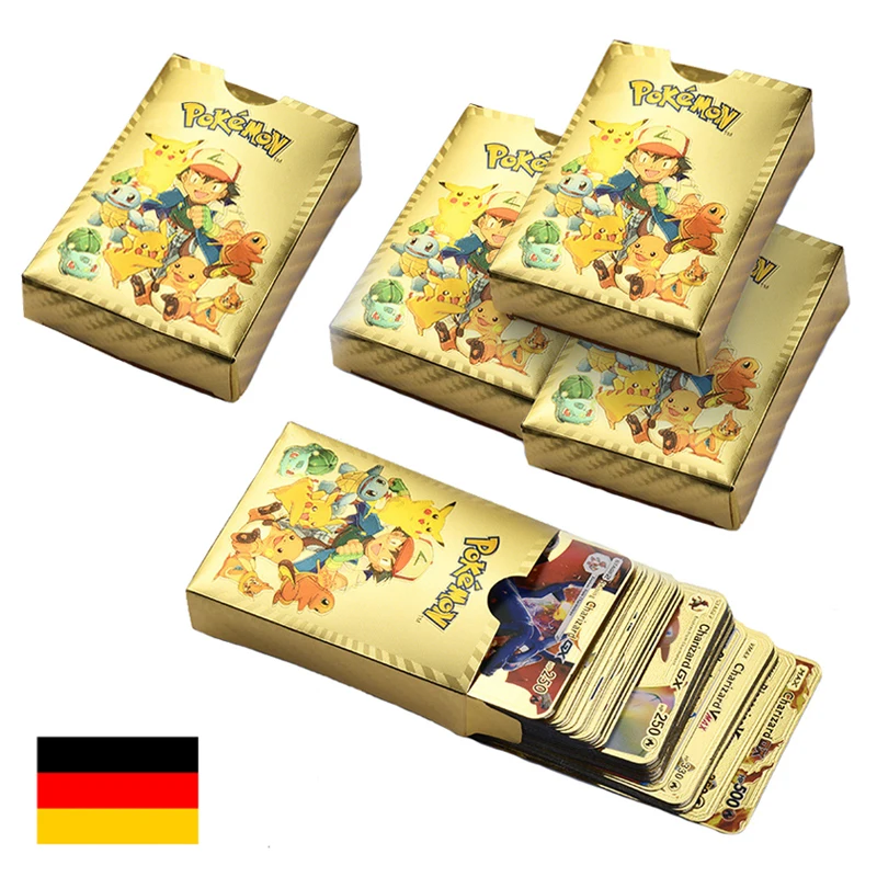 German-Pokemon-Cards-Gold-Sliver-Black-Vmax-GX-Energy-Charizar-Pikachu ...