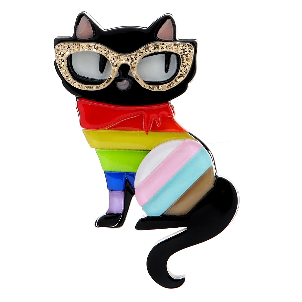 CINDY XIANG Acrylic Cute Cat Broohes For Women Fashion Acetate Fiber ...