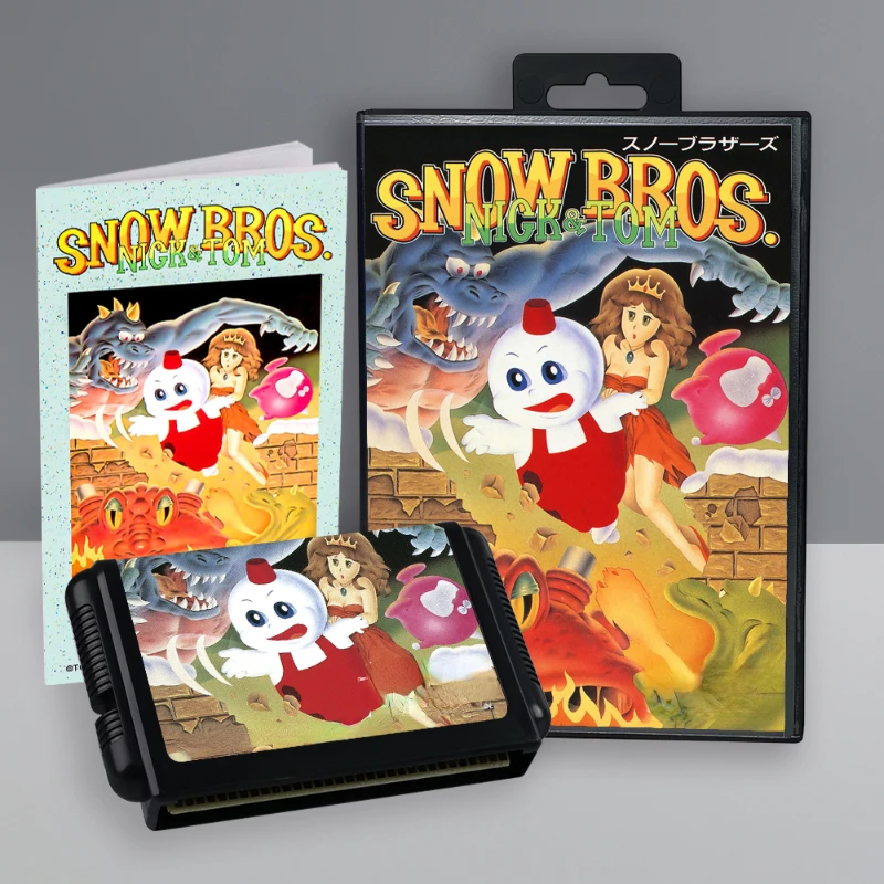 Snow-Bros-16-Bit-Game-Card-with-Box-Manual-for-Sega-Megadrive-Video ...