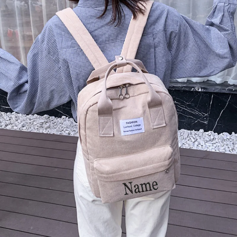 Personalized Name Girl Striped Velvet Handheld Backpack Versatile Art ...