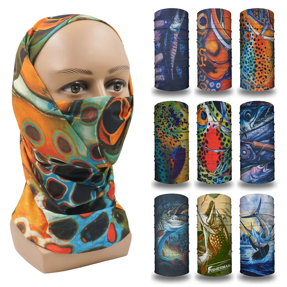 Fish Patern Angling Face Cover Mask Sun Protective Bandana Men Women ...