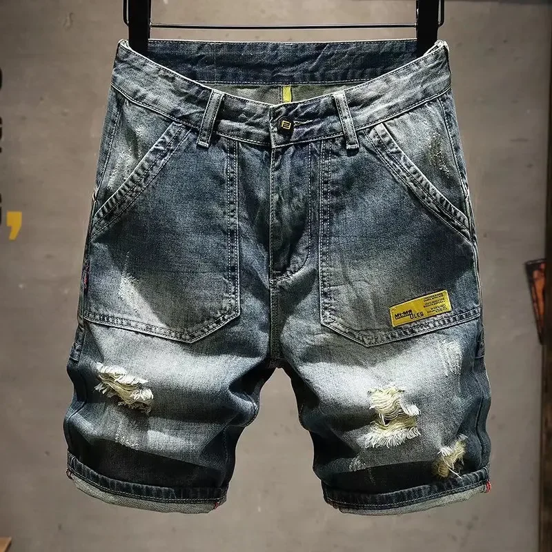 Trendy-Denim-Shorts-For-Men-Summer-Thin-Style-Slim-Fit-Korean-Version ...