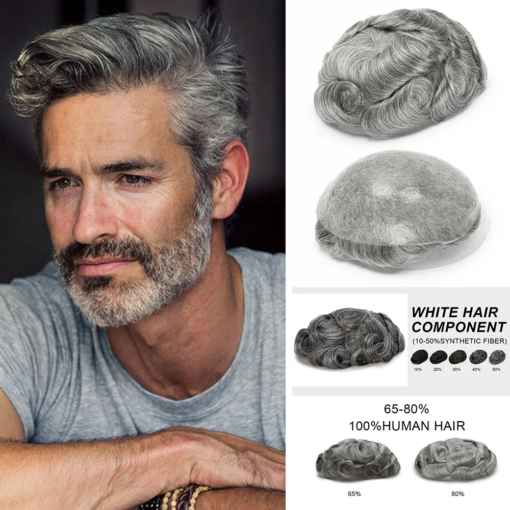 Men-Toupee-Human-Hair-White-Mixed-Grey-Men-s-Capillary-Prothesis-6inch ...