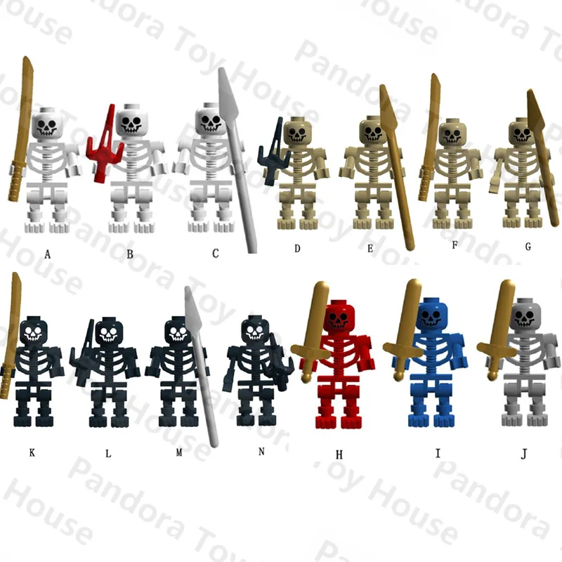 Medieval-Skeleton-Building-Block-Corps-Soldiers-Military-Series-Spear ...