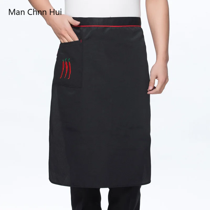 Kitchen Cooking Apron Work Baking Half-length Long Waist Apron Catering ...