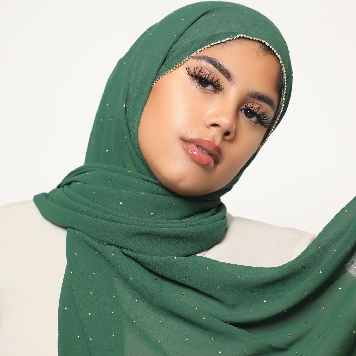 Diamond Chiffon Hijabs Scarves Women Muslim Shawls Rhinestone Headscarf ...
