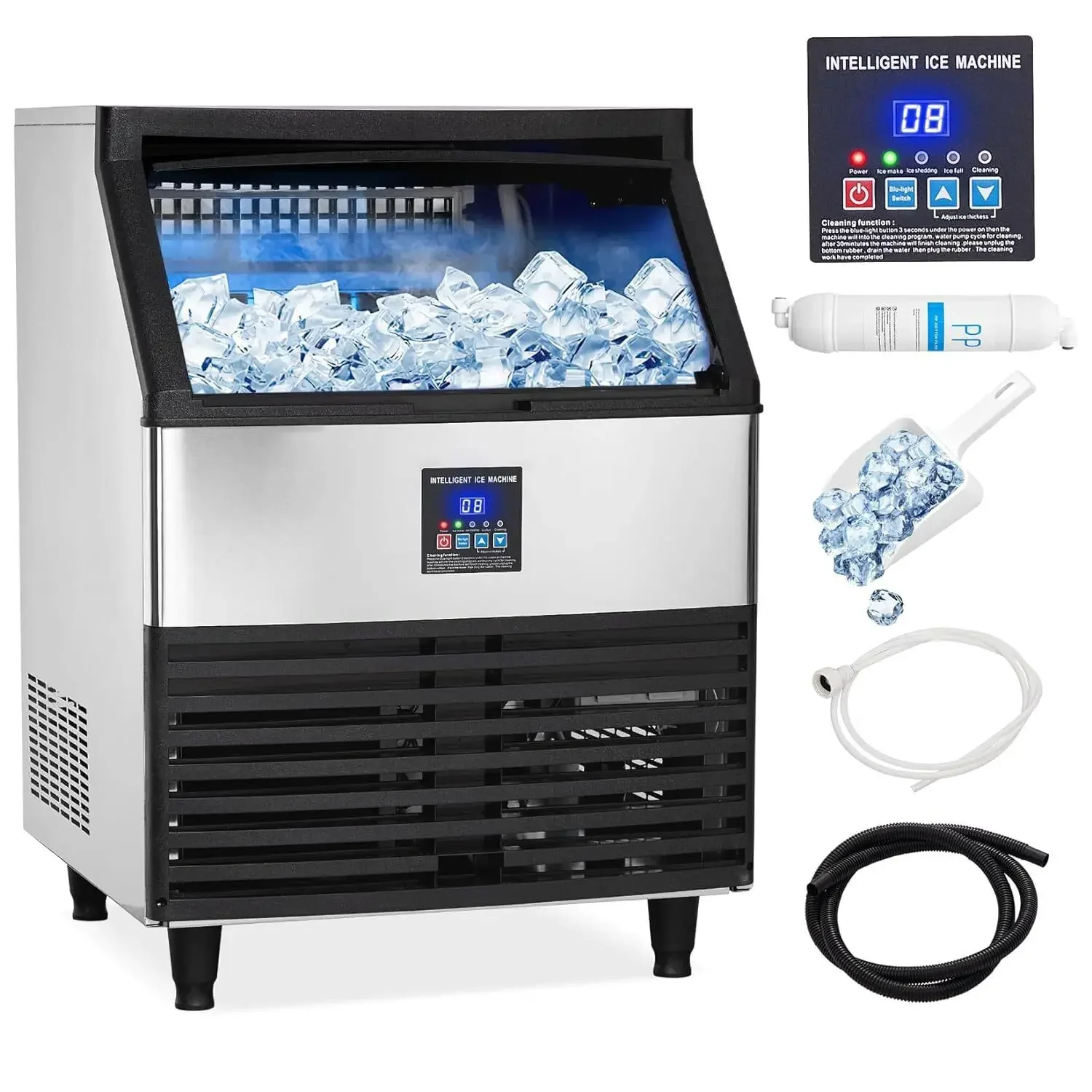 VEVOR Commercial Ice Cube Maker Ice Machine 270LBS/24H 200KG Cube Ice ...