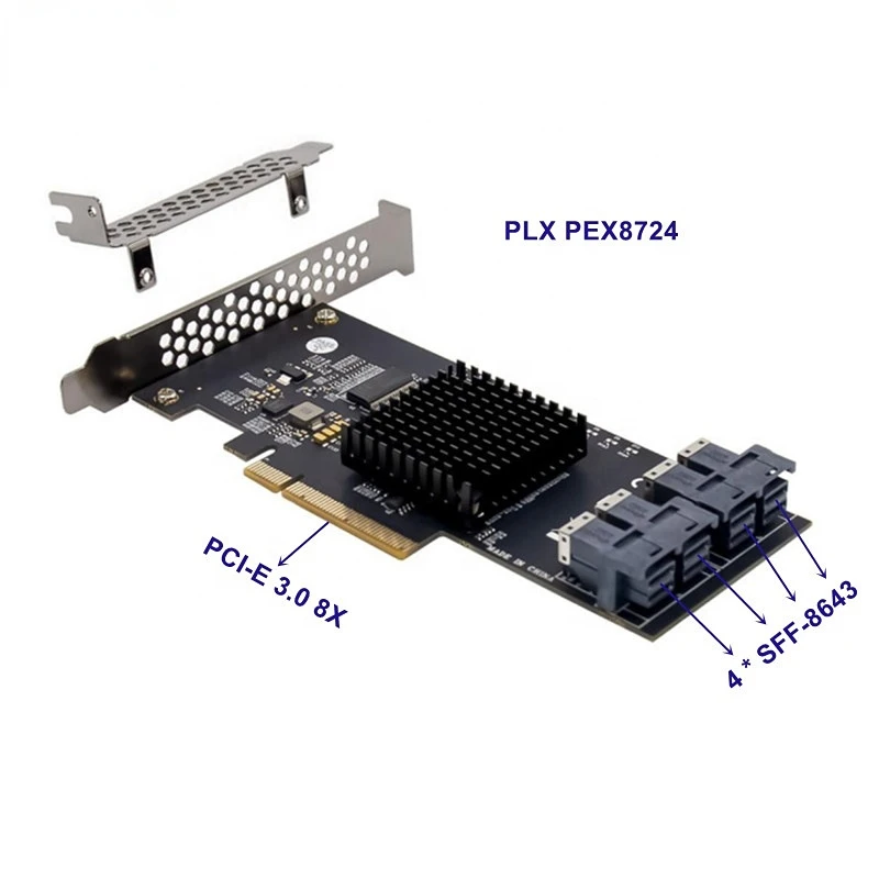 4 SFF 8643 Connector to PCI Express X8 PCI E 3.0 8X Adapter Expansion ...