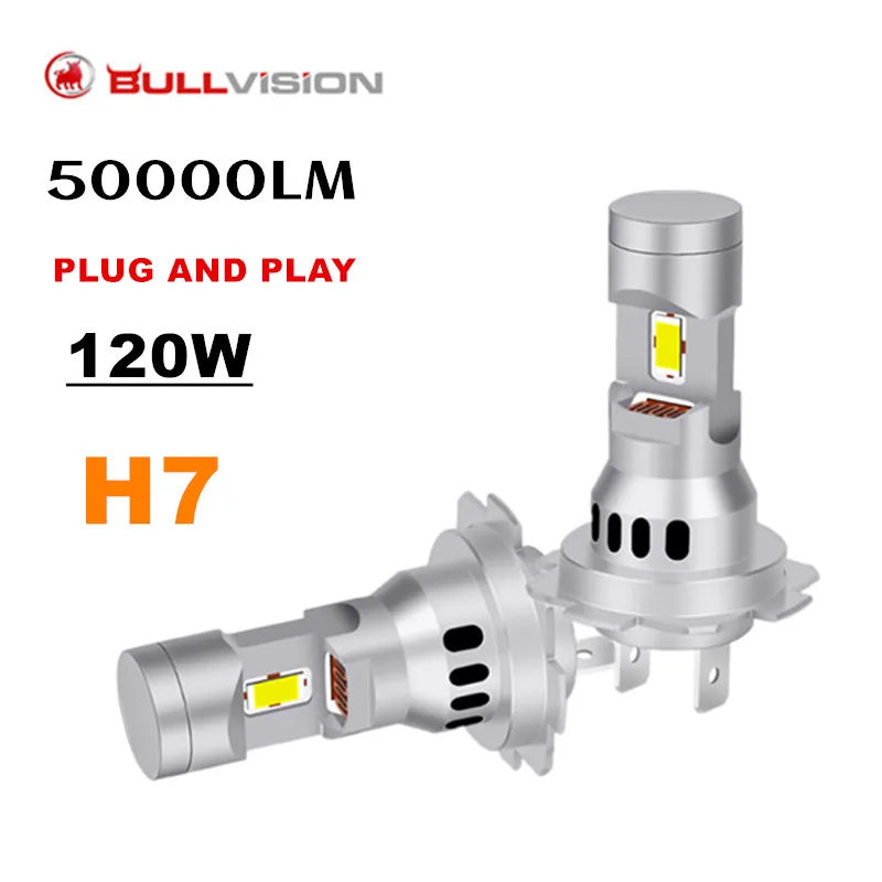 H7 LED Headlight Bulb Mini Wireless 120W 50000LM 6000K CSP for Car Headlamp Auto Diode Lamps H7 ...