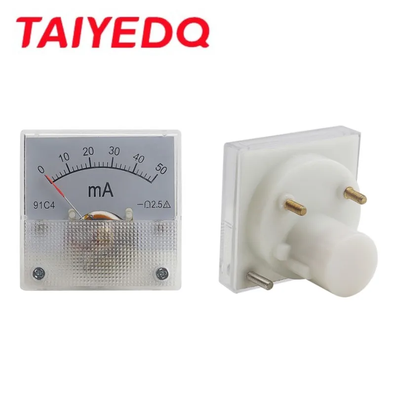 91C4 Ammeter DC Analog Current Meter Panel Mechanical Pointer Type 1/5 ...