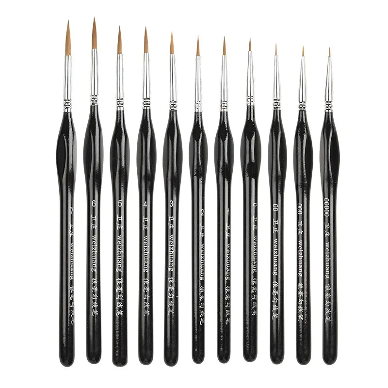 11Pcs Fine Tip Brush Set, Miniature Model Painting Brush for Watercolor ...